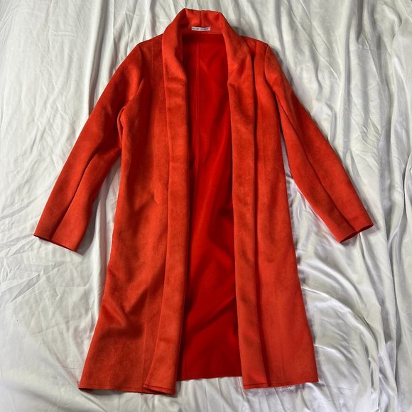 Zara | Jackets & Coats | Zara Orange Suede Duster Jacket | Poshmark